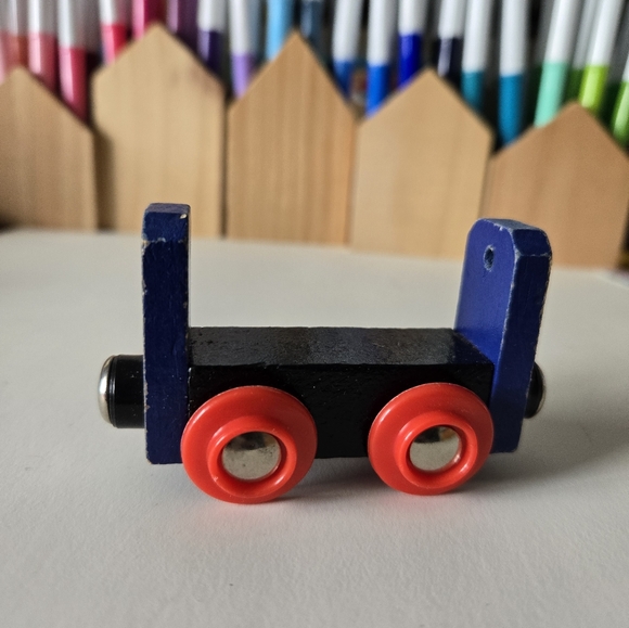 brio | Toys | Vintage Brio Wooden Train Car Blue Carrier Blue Magnetic ...